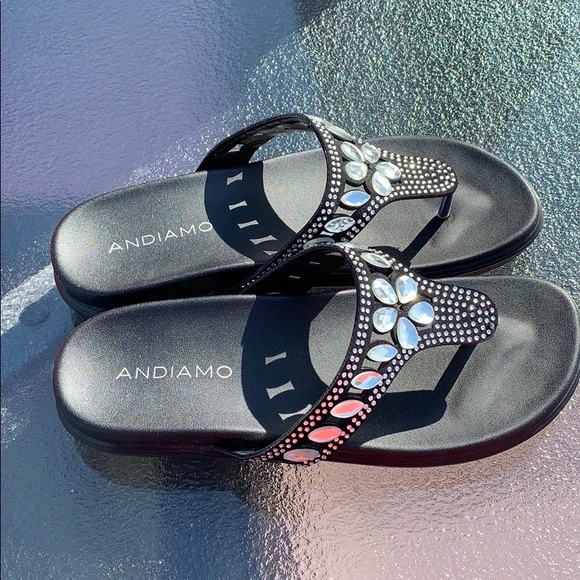 Andiamo | Shoes | Andiamo Sandals W Crystal Decor | Poshmark